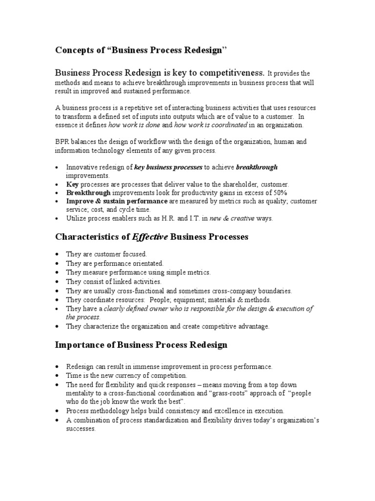 Business Process Redesign Essentials | PDF | Business