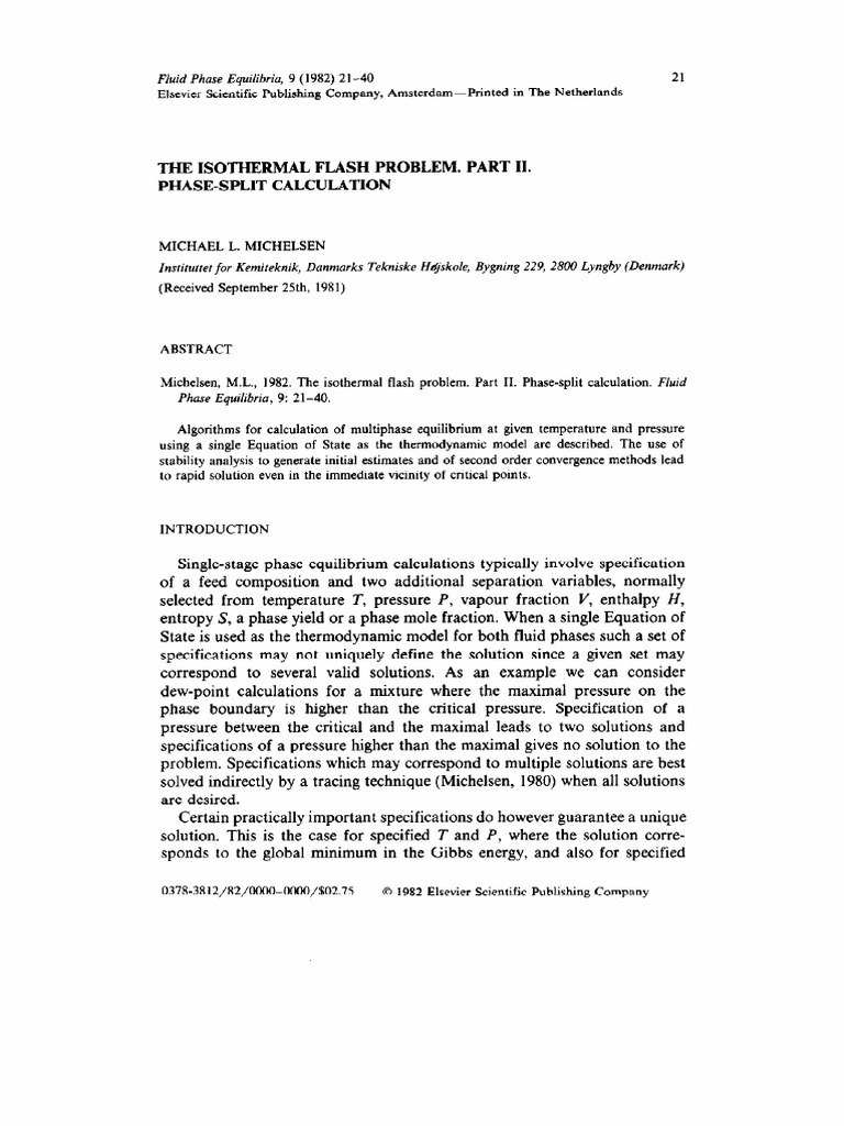 The Isothermal Flash Problem Part 1 Stability M.Michelsen | PDF ... The Isothermal Flash Problem Part 1 Stability M.Michelsen | PDF ...