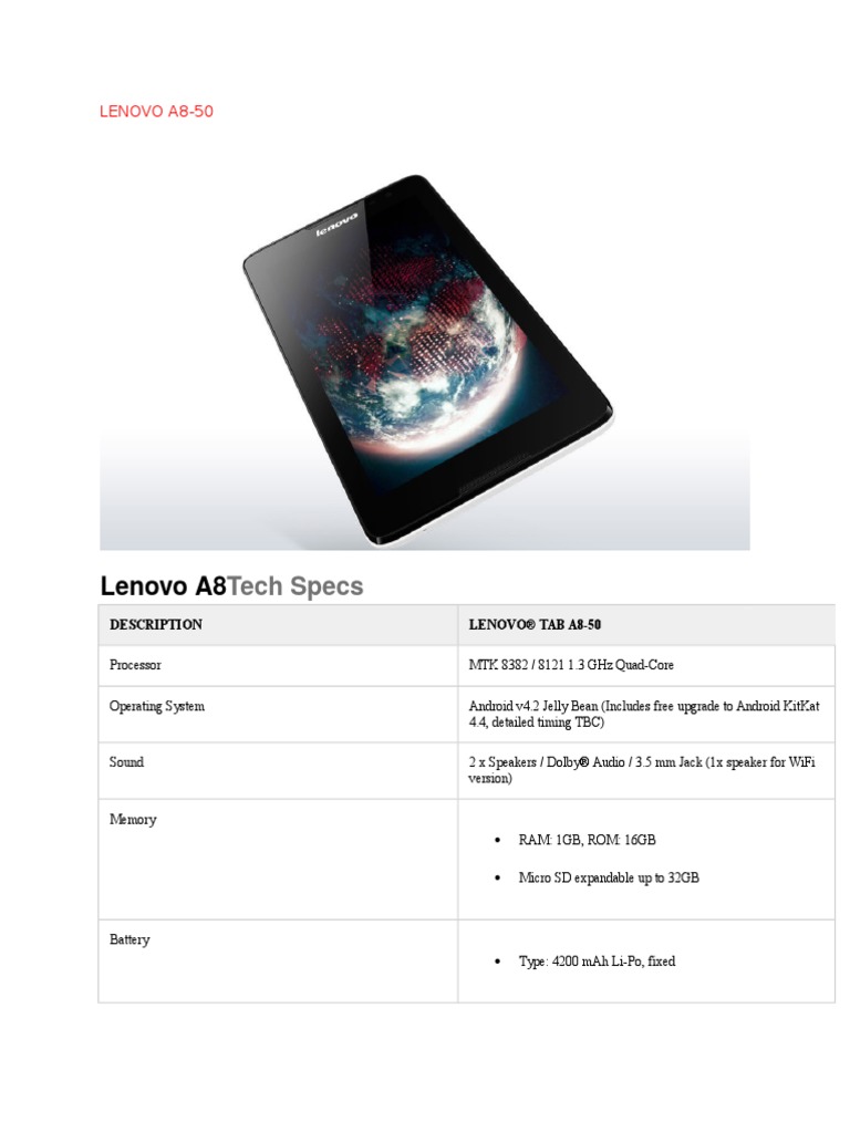 Tablet Specs | PDF | Electronics | Computing