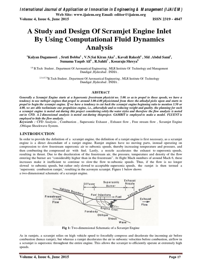 A Study and Design of Scramjet Engine Inlet by Using Computational Fluid Dynamics Analysis | PDF ...