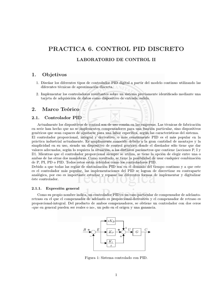 GUIA 6 - Control PID Discreto | PDF | Integral | Enseñanza de matemática