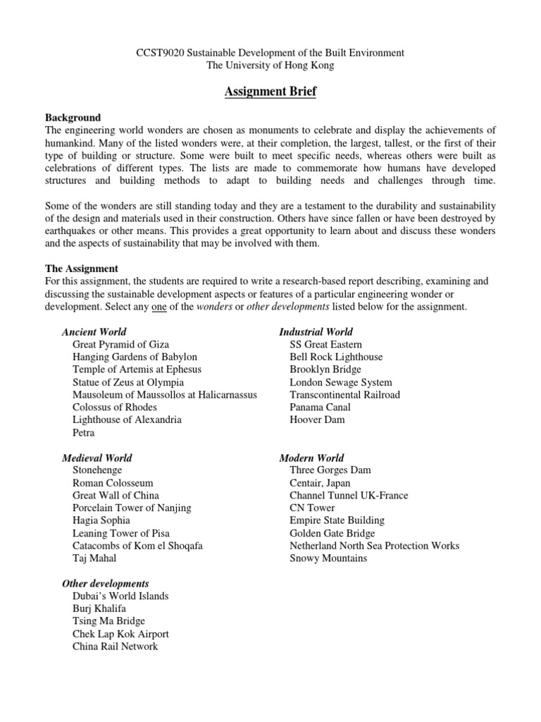 CCST9020 Assignment Brief | PDF | Engineering | Cognition