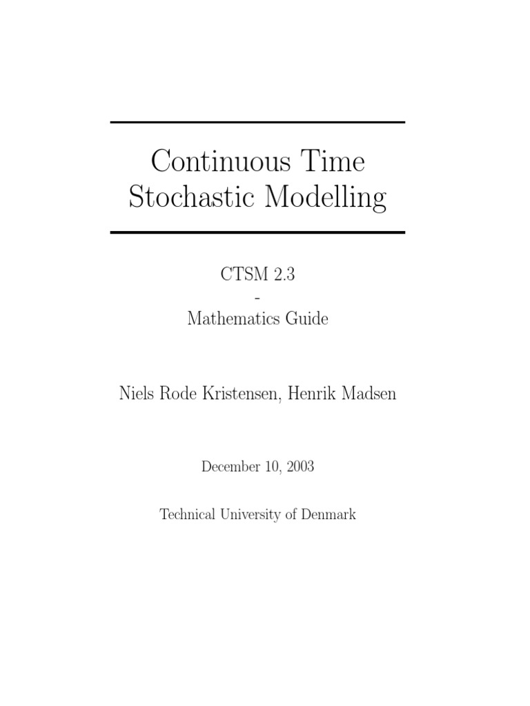 Continuous Time Stochastic Modelling Pdf Kalman Filter Robust