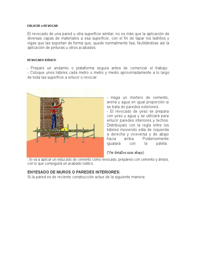 Guía para Revocar Paredes y Techos | PDF | Cemento | Yeso