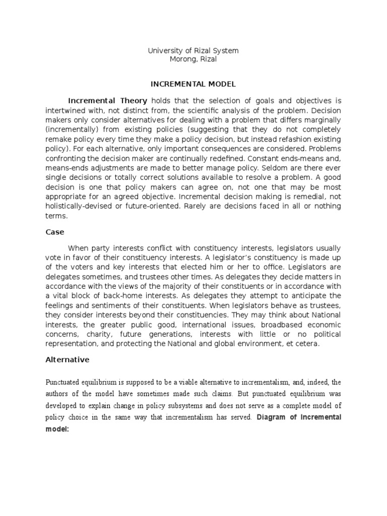 Incremental Model Incremental Theory Holds That The Selection of Goals ...