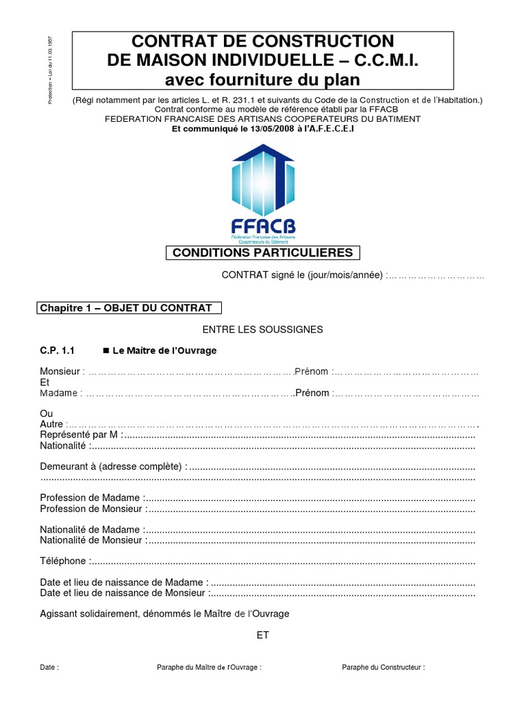 Contrat de Construction de Maison Individuelle | PDF | Taxe sur la ...