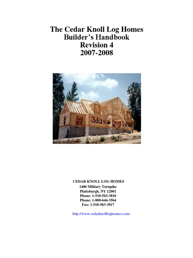 Log Home Building Manual | PDF | Framing (Construction) | Lumber