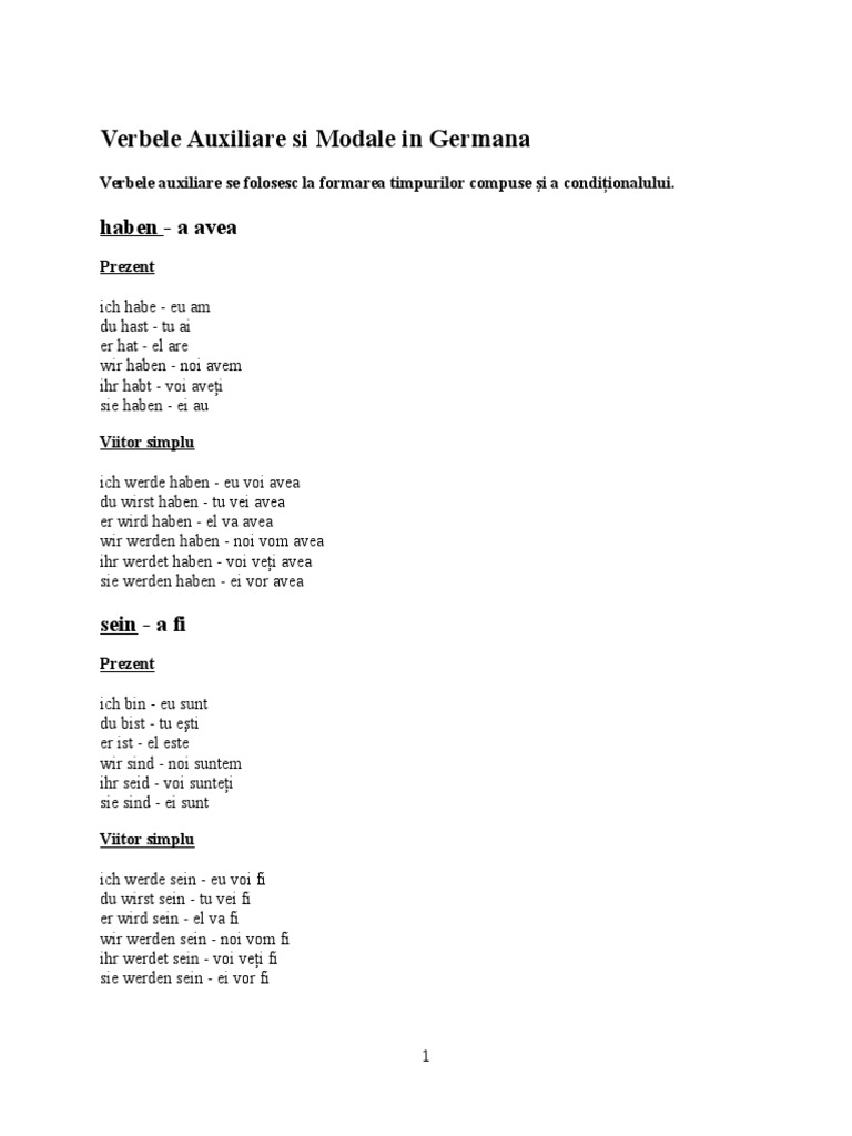 Verbele Auxiliare Si Modale in Germana | PDF