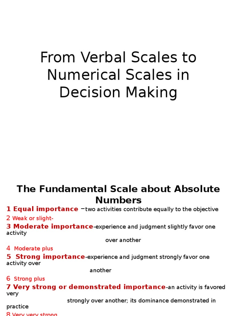 From Verbal Scales To Numerical Scales in Decision Making | PDF | Matrix (Mathematics) | Vector ...