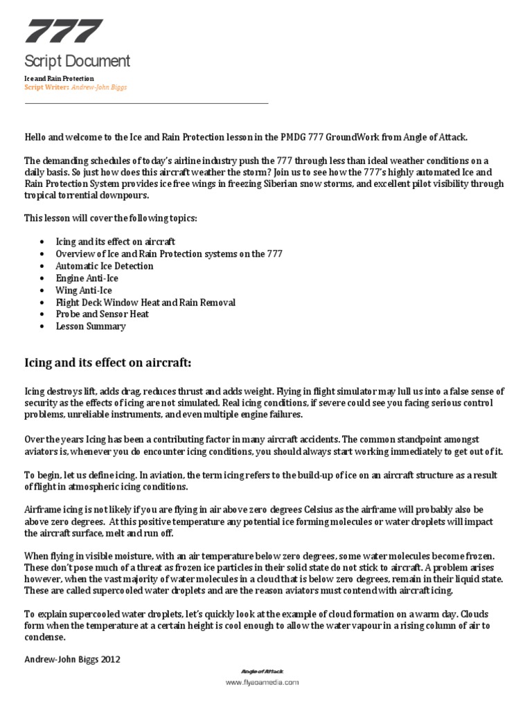 Script Document: Icing and Its Effect On Aircraft | PDF | Ice | Cloud