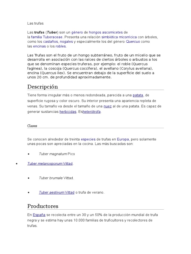 Las Trufas | PDF | Tipos de hongos | Hongo