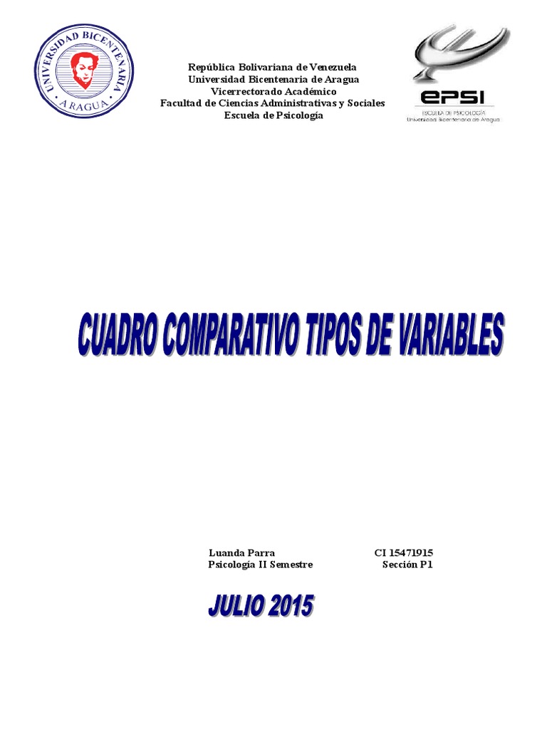 Cuadro Comparativo Tipos de Variables | PDF | Distribución de ...