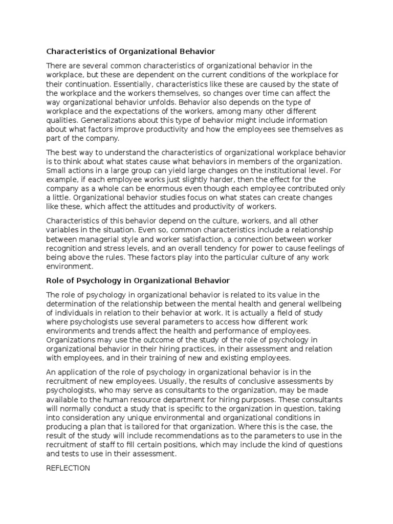 Characteristics of Organizational Behavior | PDF | Organizational ...