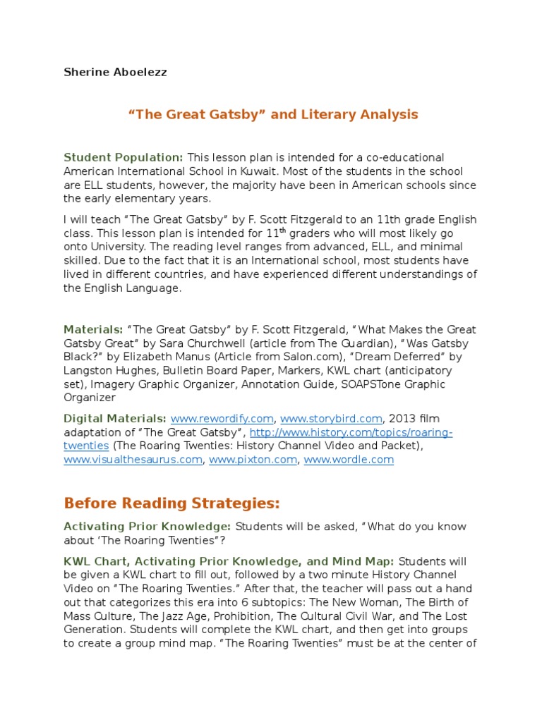 Teaching "The Great Gatsby" in Kuwait | PDF