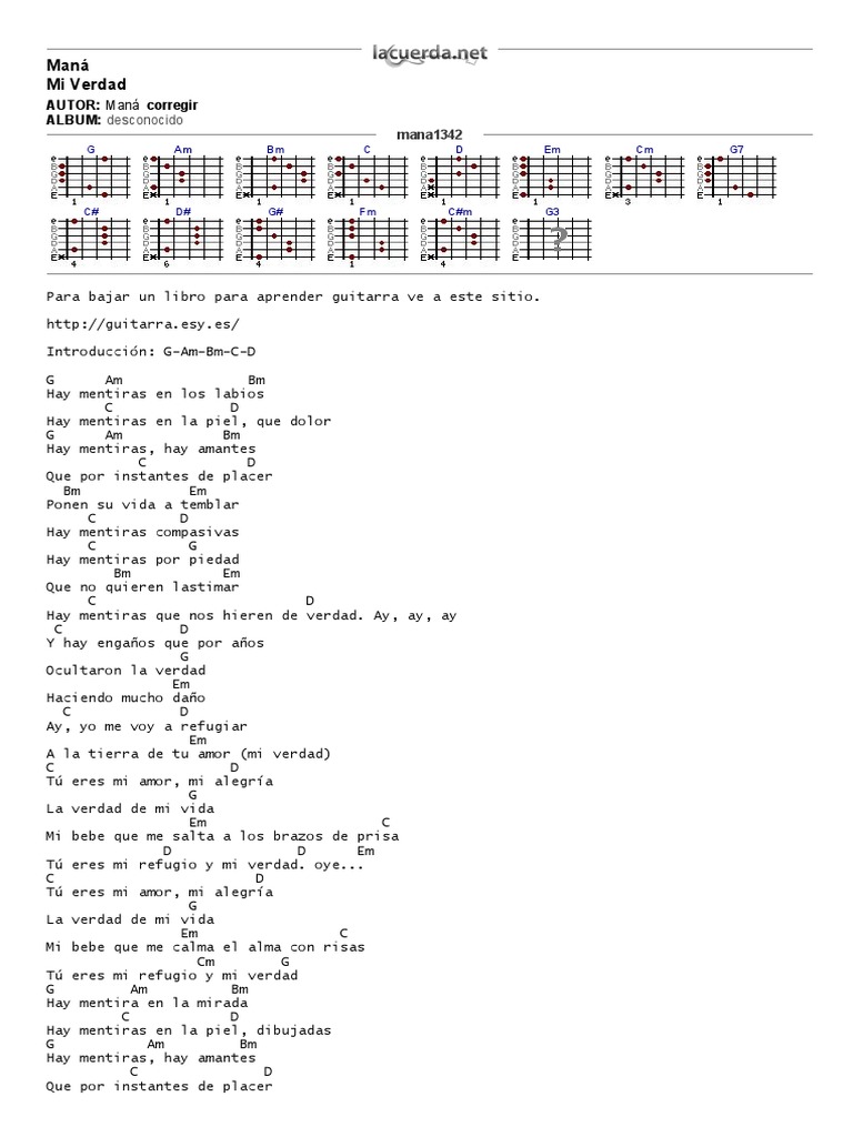 Maná, Mi Verdad - Letra y Acordes | PDF | Música grabada