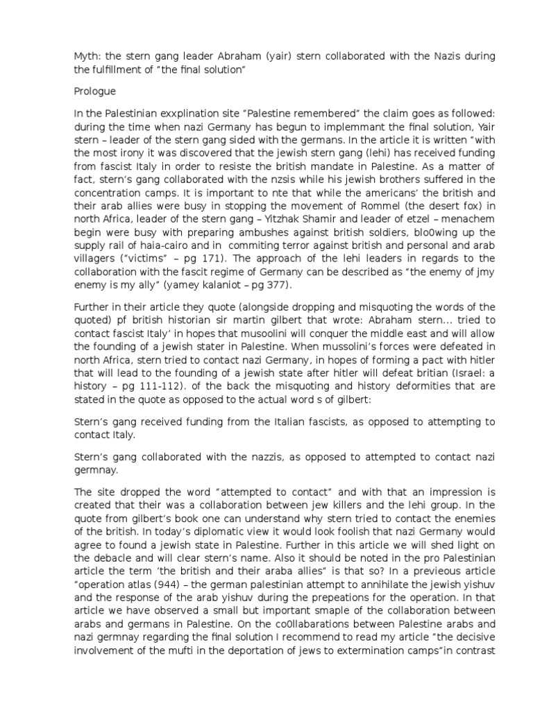 The Stern Gang Leader Abraham (Yair) Stern Collaborated With The Nazis ...