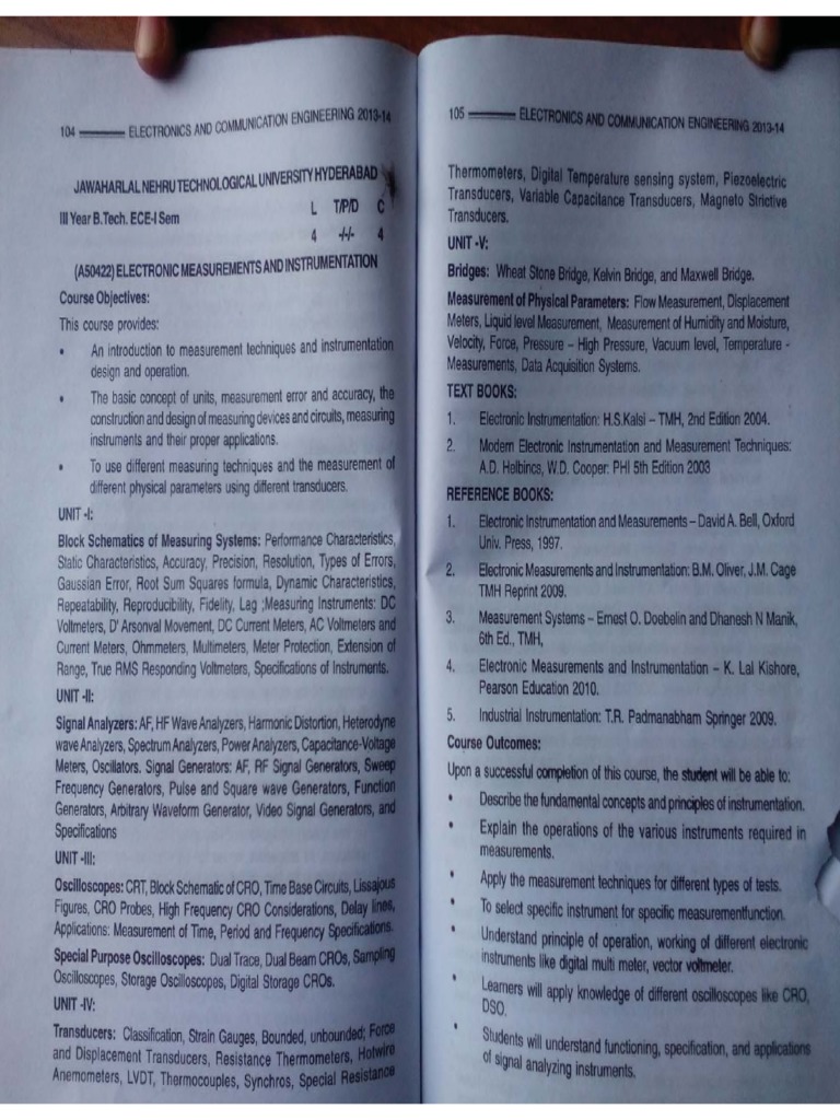 Jntuh B.tech 3-1 r13 Emi Syllabus | PDF