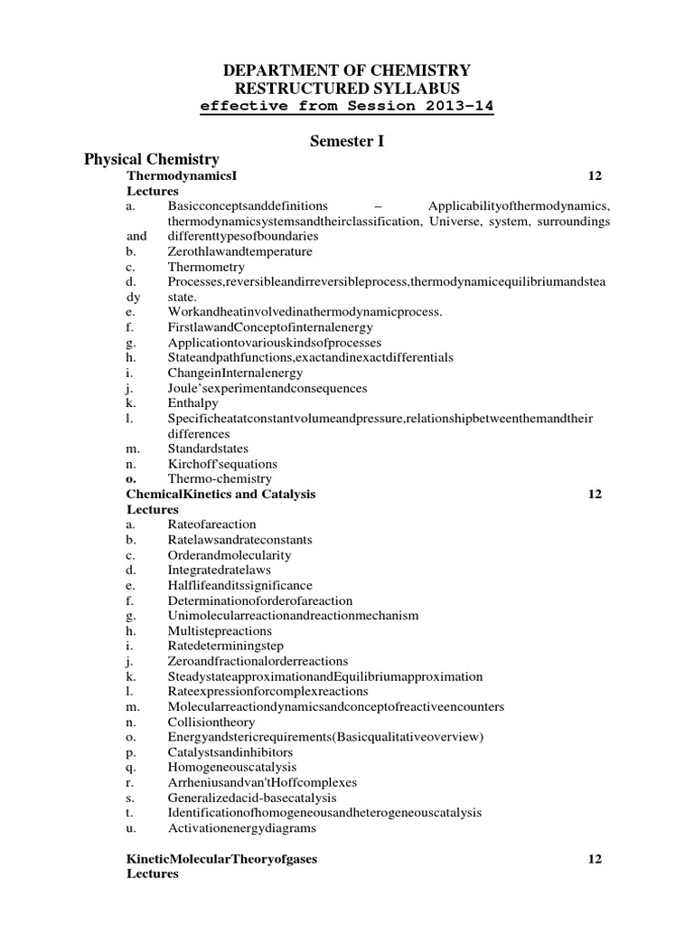 Chemistry Syllabus Overview 2013-14 | PDF | Metabolism | Coordination ...