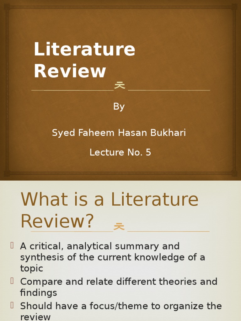 Lecture 5 - Literature Review | Download Free PDF | Literature Review ...