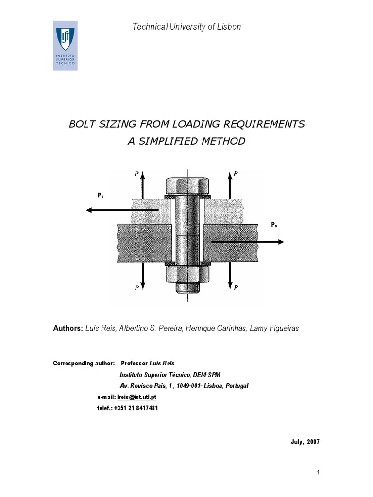 Bolt Selection Approach LReis Final | PDF | Screw | Strength Of Materials