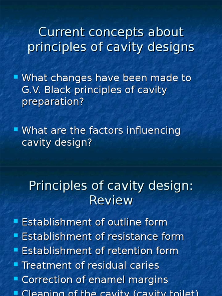 Current Concepts About Principles of Cavity Designs | PDF | Tooth ...
