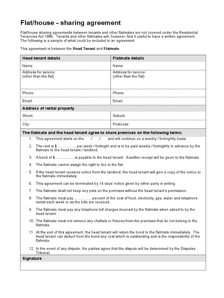 Share House Agreement Template