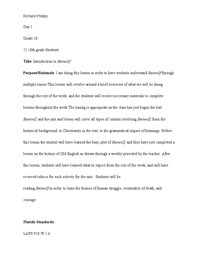 Title: Purpose/Rationale: Beowulf Beowulf | PDF | Cain And Abel ...