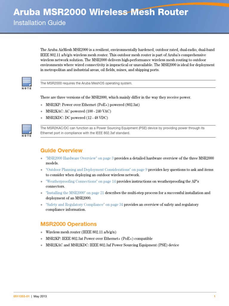Aruba MSR2000 Installation Guide-1 | PDF | Electrical Connector | Ieee ...