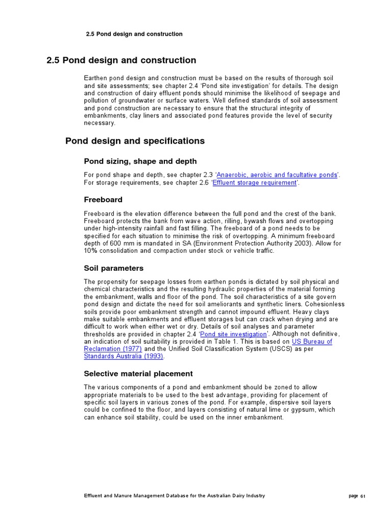 Guidelines for Pond Design and Construction | PDF | Geotechnical ...