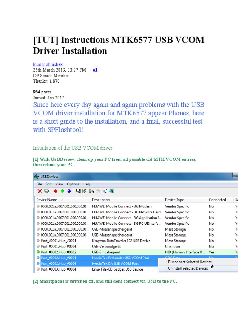 MTK6577 USB VCOM Driver Guide | PDF | Computers