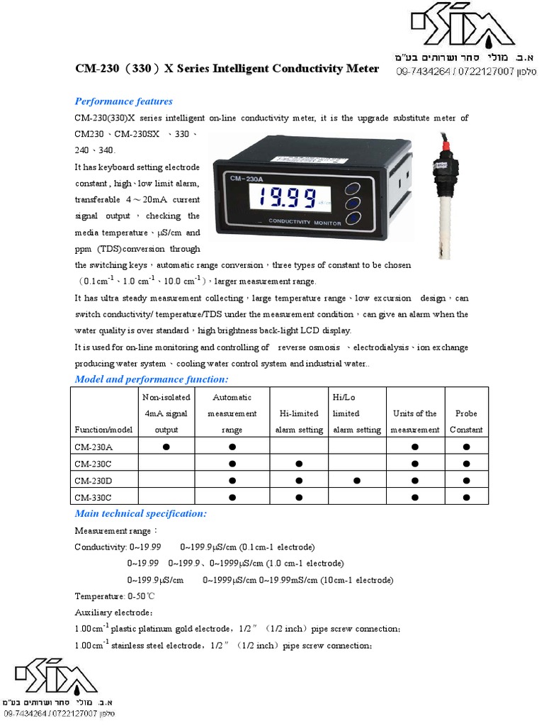 CM-230 Conductivity Meter Overview | PDF