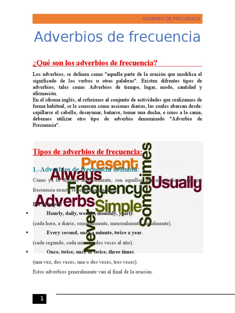 Adverbios de Frecuencia | PDF | Adverbio | Verbo