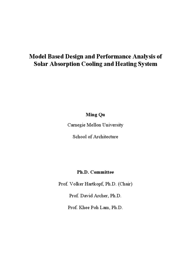 Analysis of Solar Absorption Cooling and Heating System | PDF | Solar ...