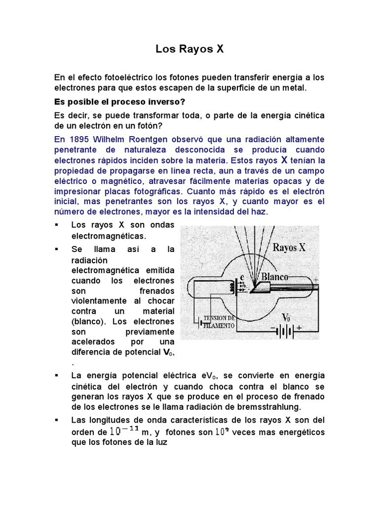 Rayos X: Origen y Emisión de Energía | PDF | Electrón | Radiación ...