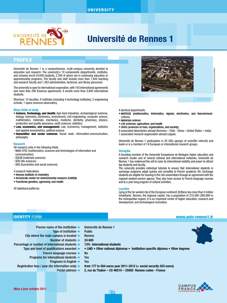 Université de Rennes 1: Profile | PDF | Science | University