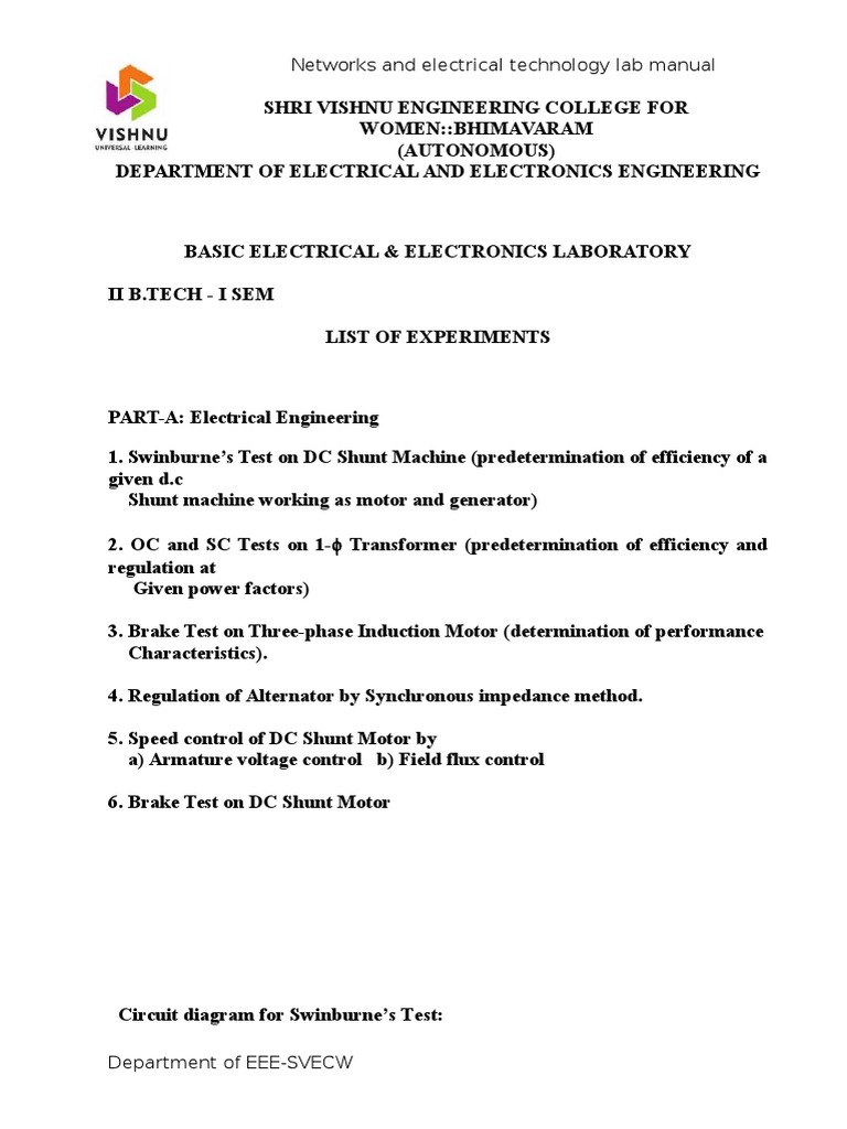 Beee Lab Manual | PDF | Transformer | Electric Current