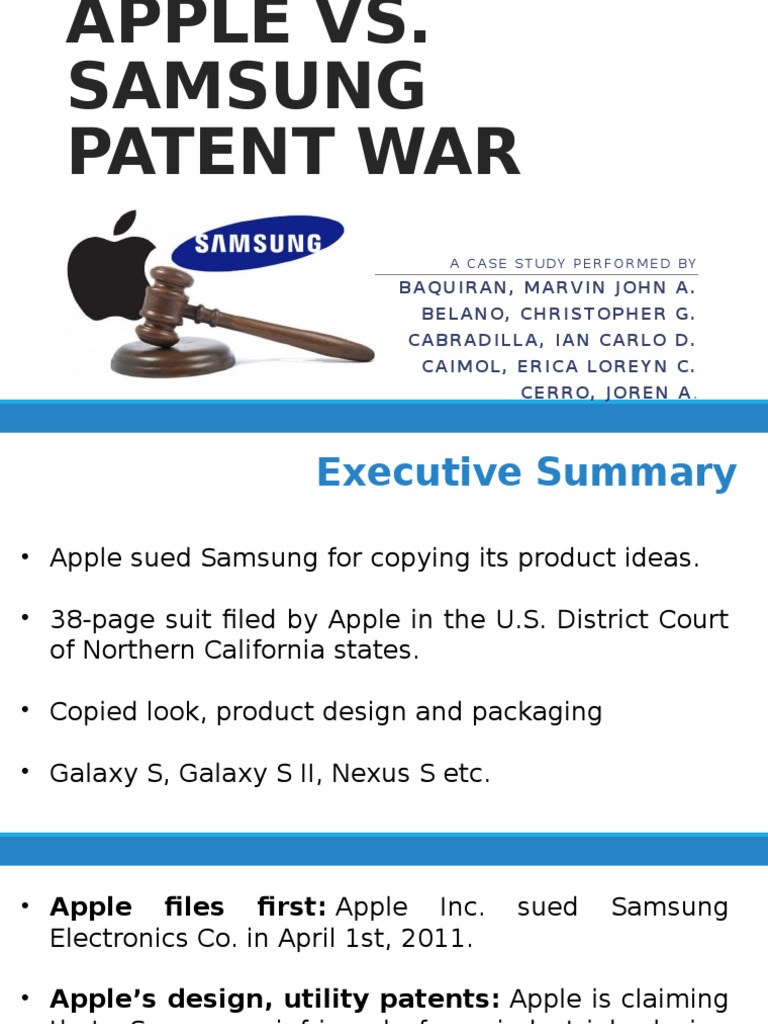 Apple vs. Samsung Patent Dispute Analysis | PDF | Apple Inc. | Mobile ...