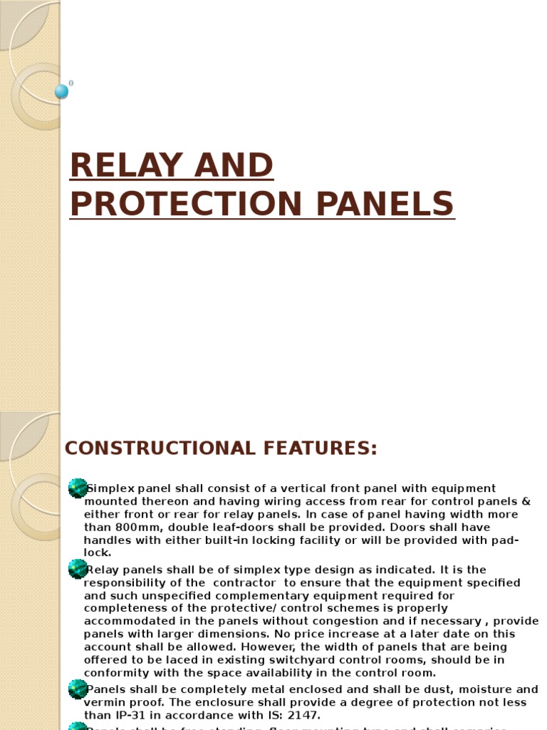Substation Relay Panel Specifications | PDF | Relay | Electrical Wiring