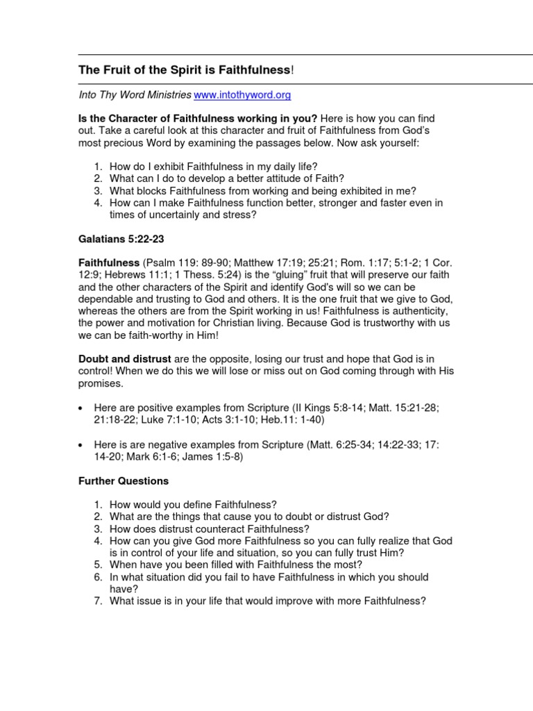 Fruit of The Spirit Faithfulness | PDF | Book Of Ruth | Ruth (Biblical ...