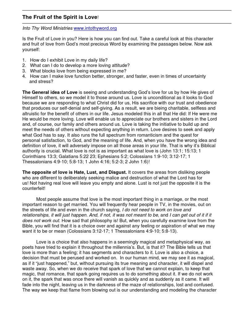 Fruit of The Spritlove | PDF | Fruit Of The Holy Spirit | Love