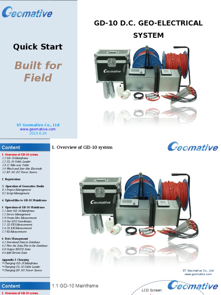 Geomative GD-10 Geophysical Resistivity/IP Equipment Quick Start ...
