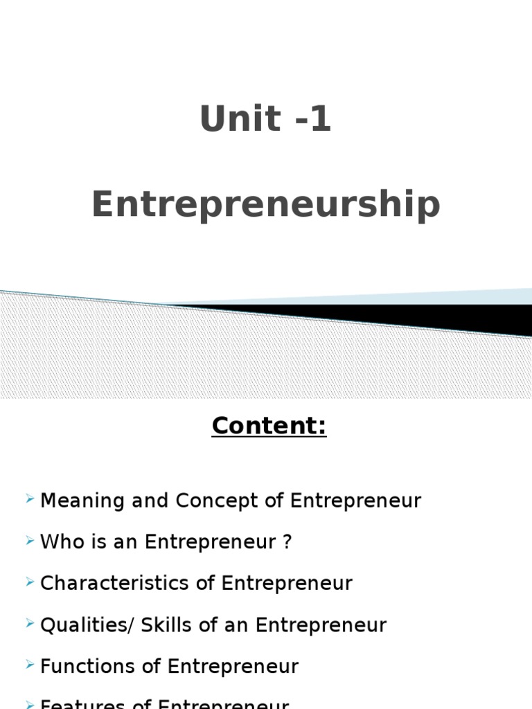 Unit - 1 Entrepreneurship | PDF | Entrepreneurship | Factors Of Production