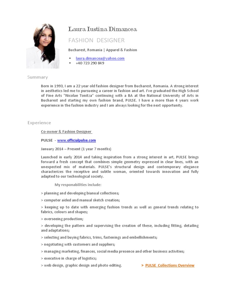 Laura Iustina Dimancea CV PDF | PDF | Photo Manipulation | Fashion