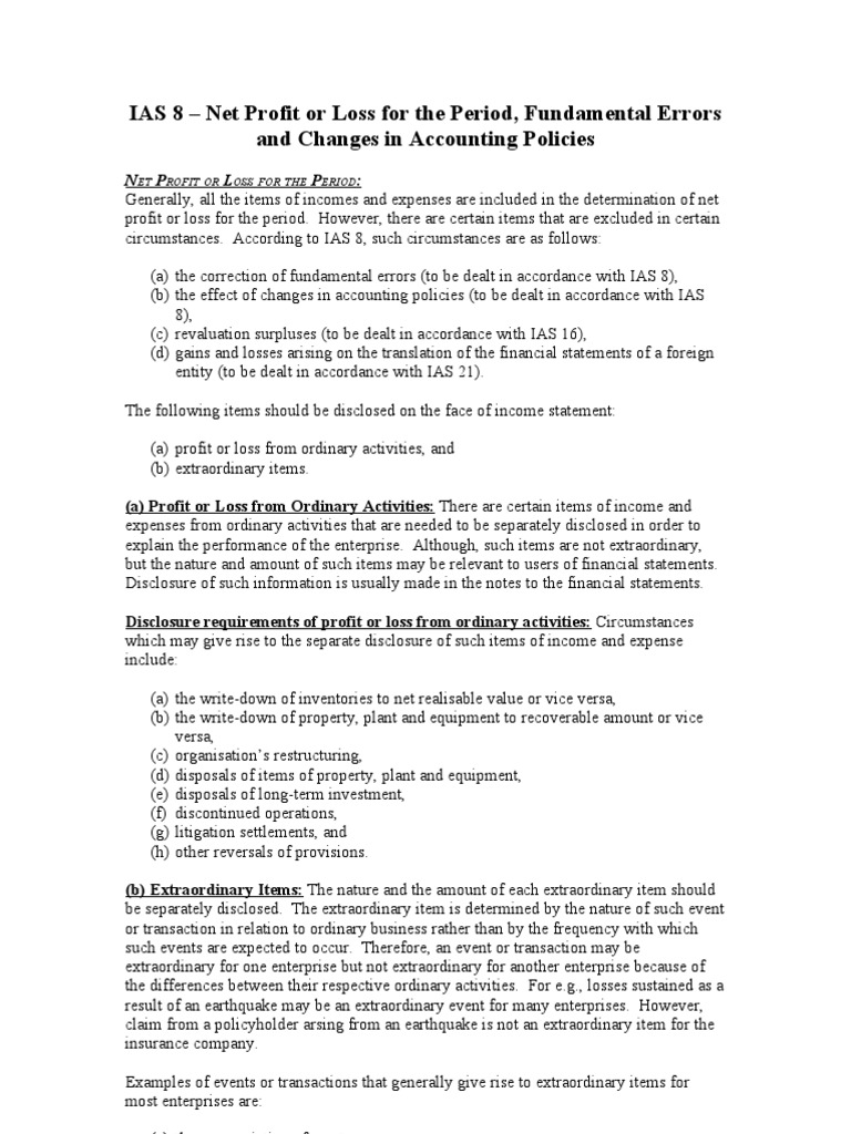 IAS 8 - Net Profit or Loss For The Period, Fundamental Errors and ...