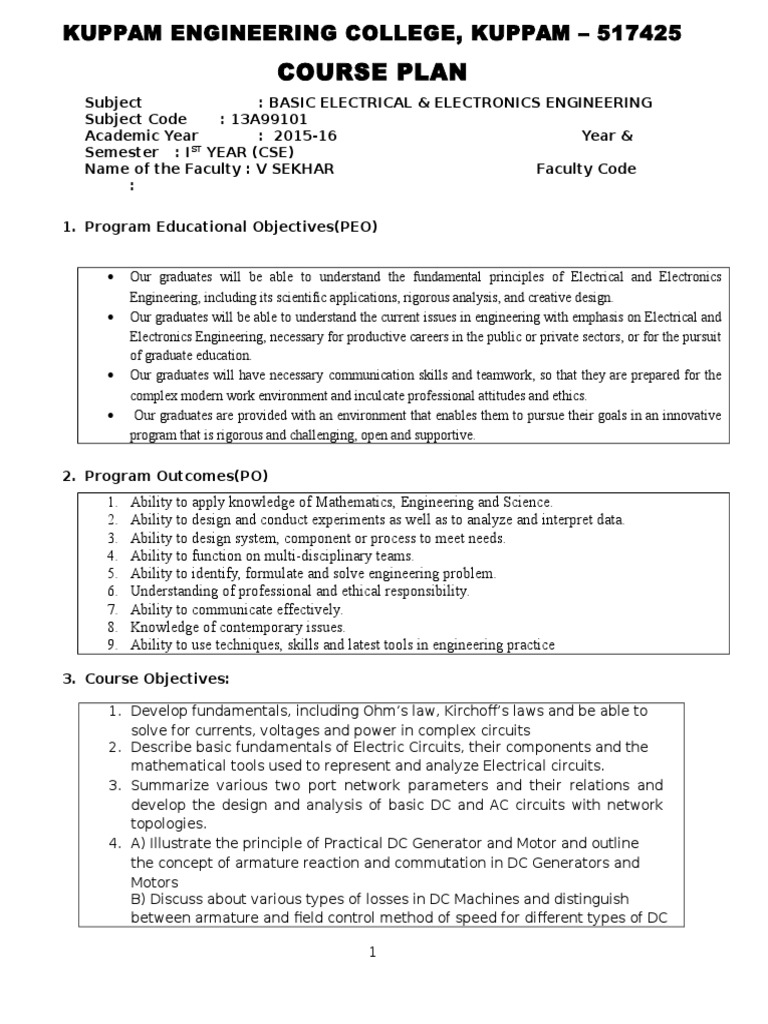 SEK-BEE-CSE- Lesson Plan .docx | Bipolar Junction Transistor | Engineering