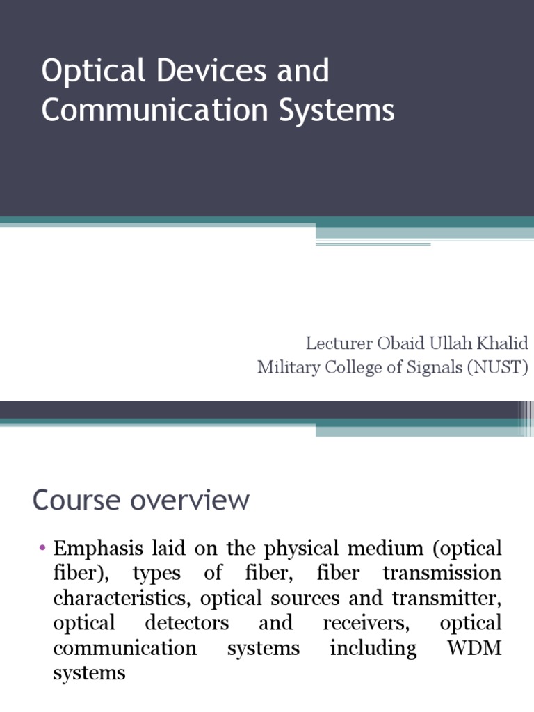 Optical Communication Systems Course Overview | PDF | Optical Fiber ...