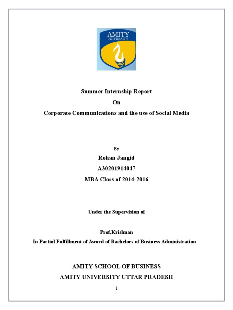 Amity Internship Report (Recovered) | Social Media | Popular Culture ...