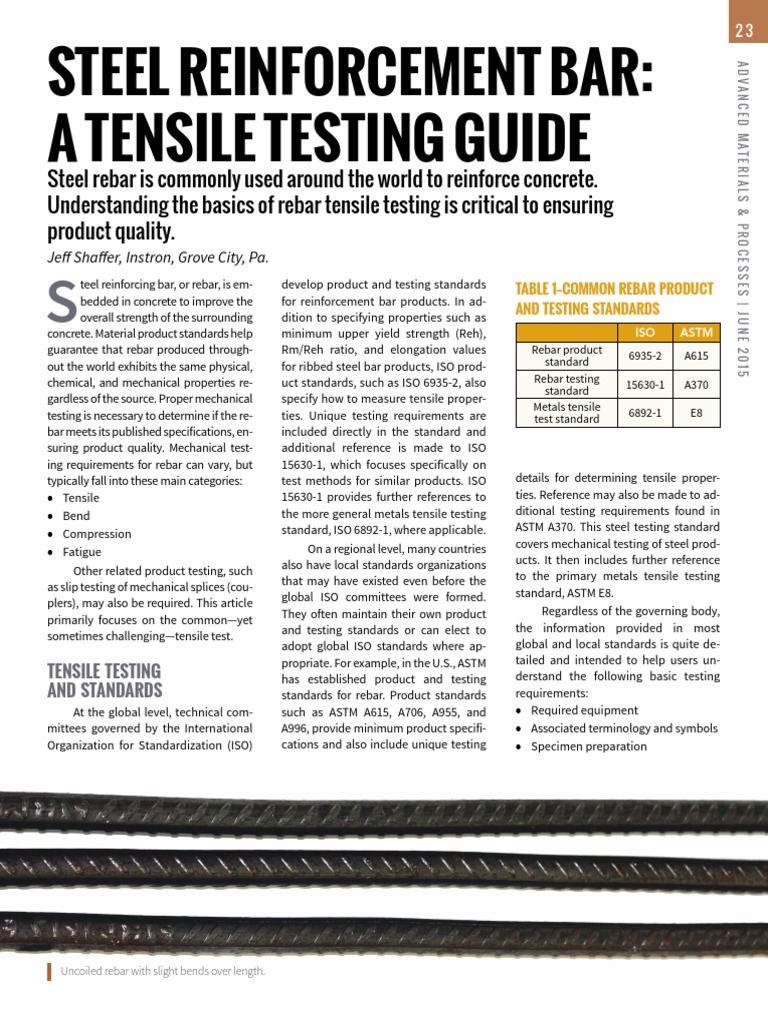 Steel Reinforcement Bar a Tensile Testing Guide | Yield (Engineering ...