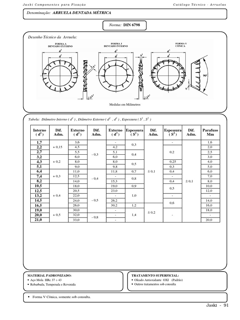 Arruela Dentada Din 6798