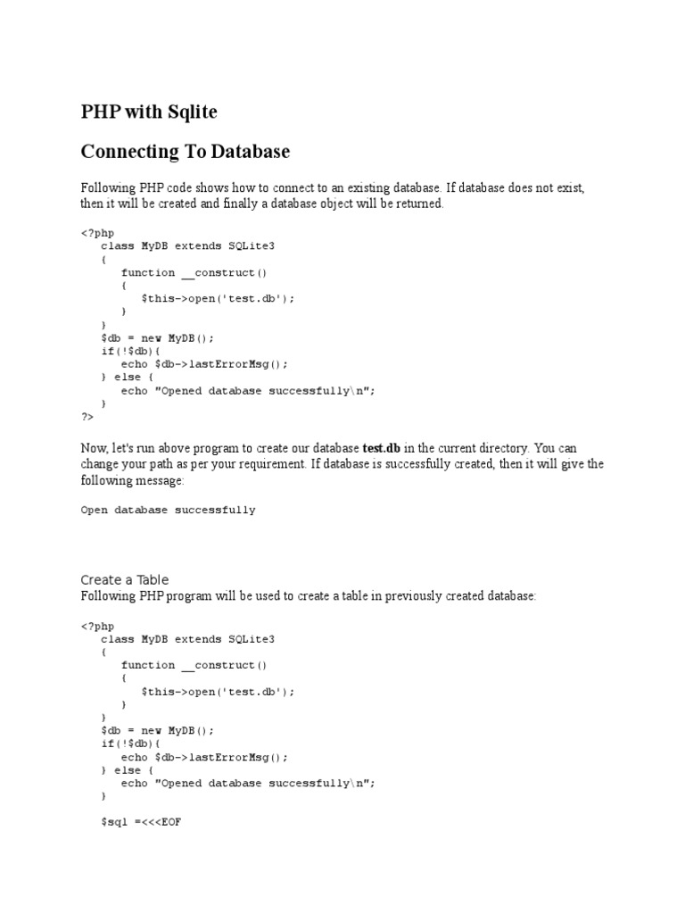 Sqlite With PHP | Download Free PDF | Data Management Software ...